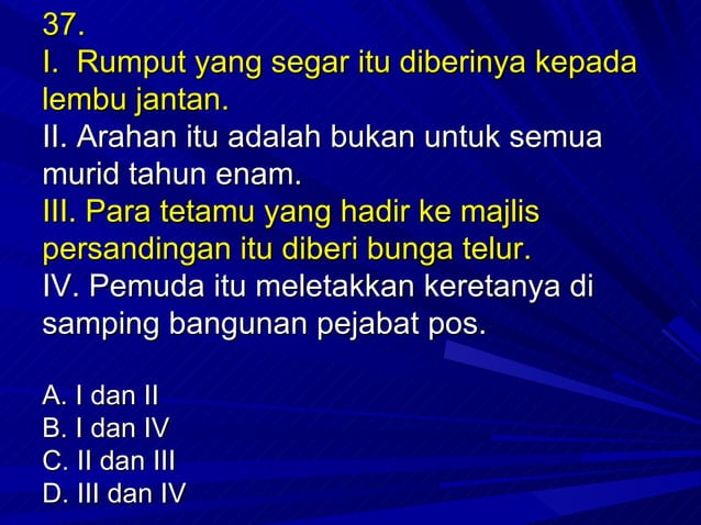 Latihan memilih ayat yang betul | PPT