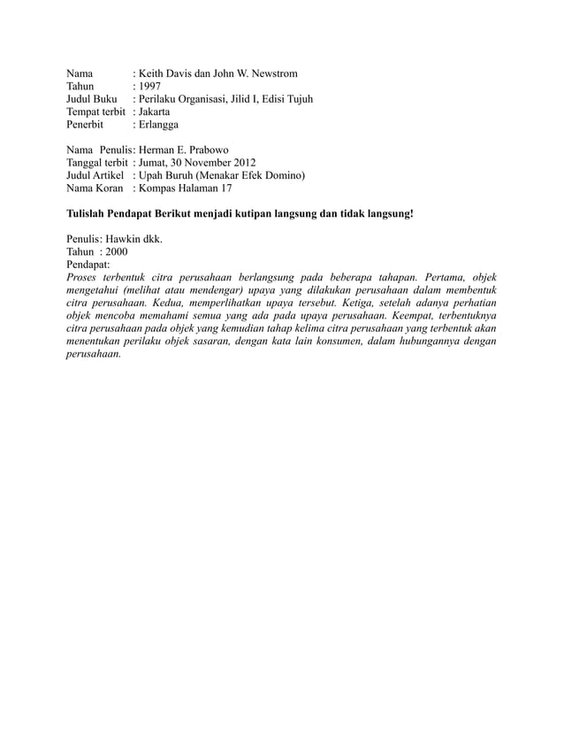 Latihan menulis daftar pustaka dan kutipan | RTF