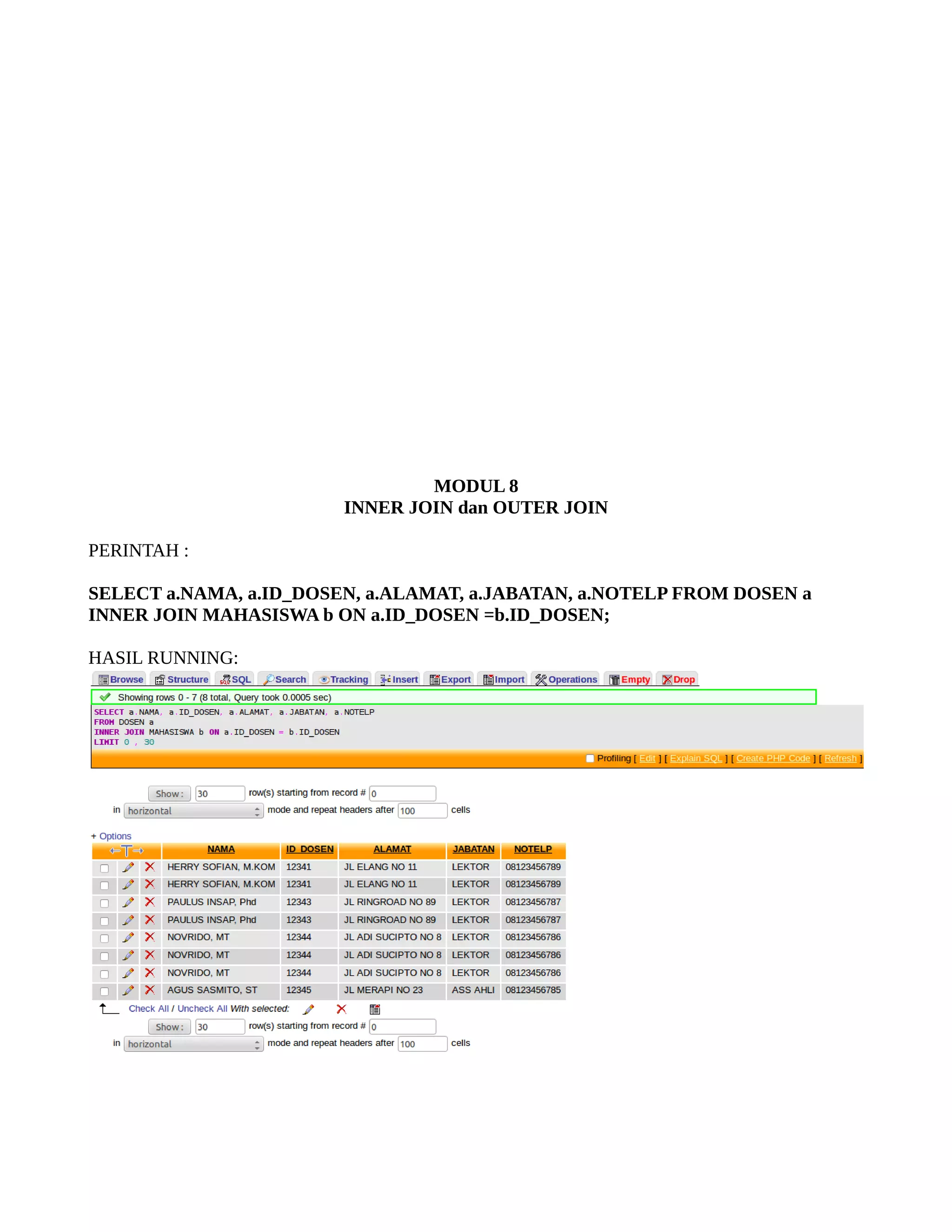 Latihan modul prak basis data full | PDF