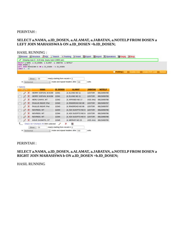Latihan modul prak basis data full | PDF