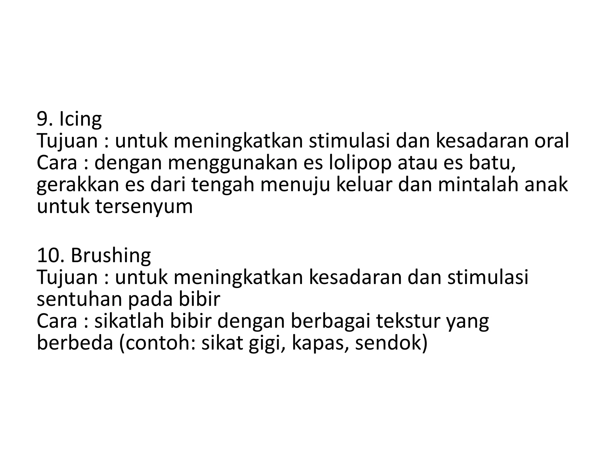 Latihan motorik mulut/ oral motor exercice | PDF