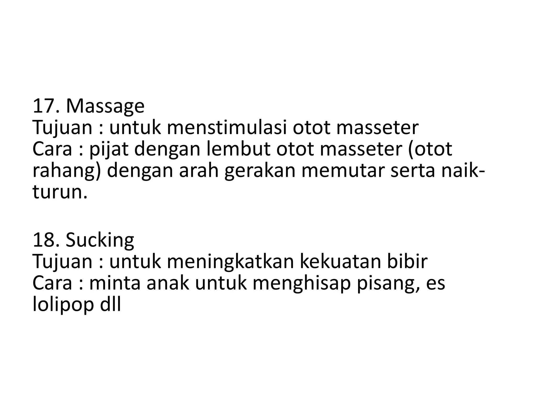 Latihan motorik mulut/ oral motor exercice | PDF