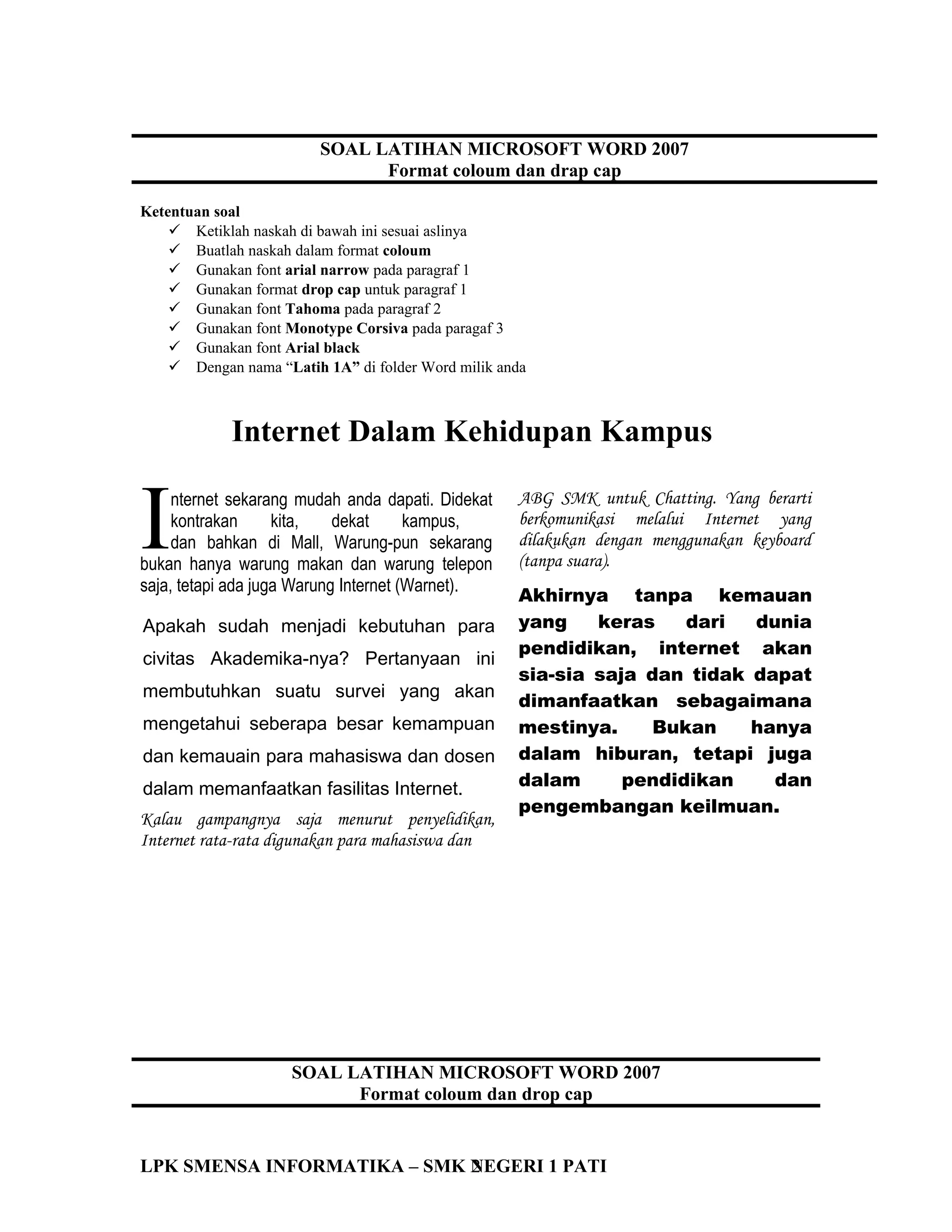 Latihan ms. word | DOC