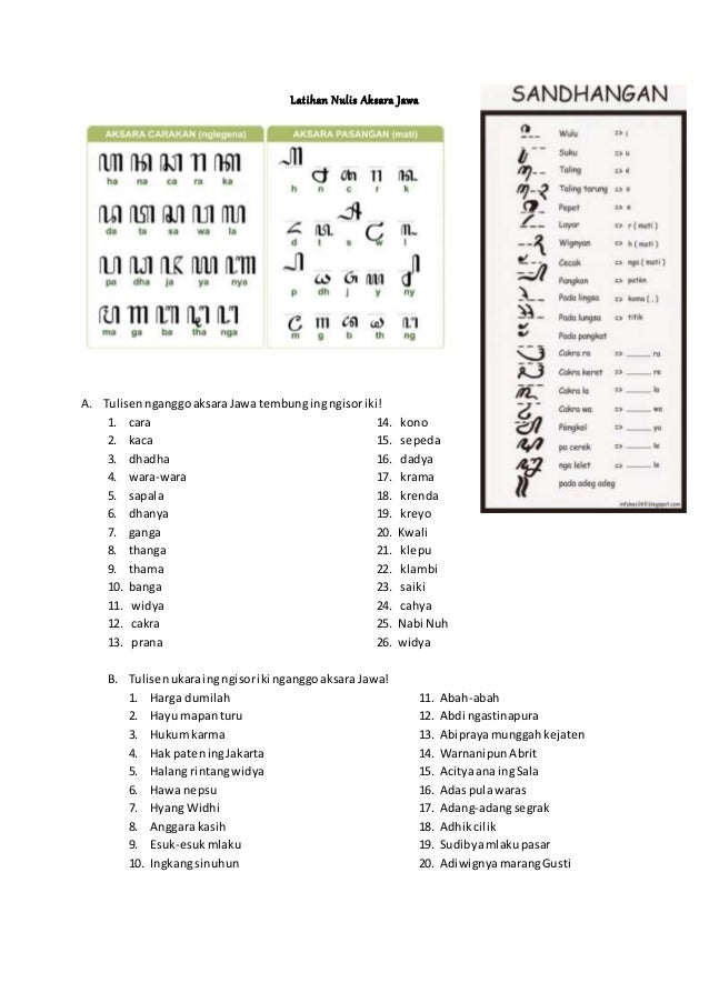 Soal Aksara Jawa Kelas 4 Soal Aksara Jawa Kelas 4 Latihan Soal Riset ... Soal Aksara Jawa Kelas 4 Soal Aksara Jawa Kelas 4 Latihan Soal Riset ...