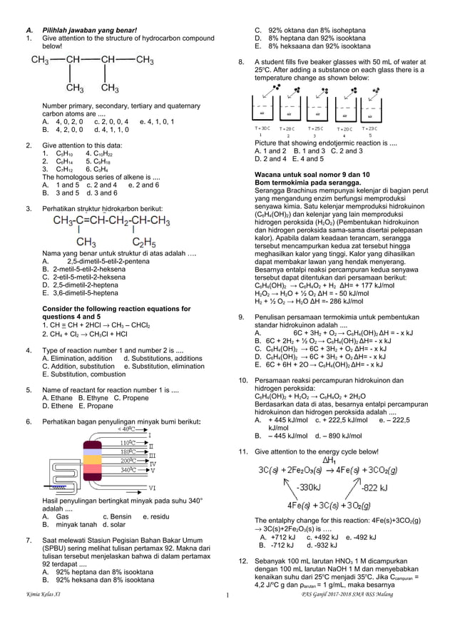 LATIHAN PAS/UAS KIMIA KELAS XI | PDF