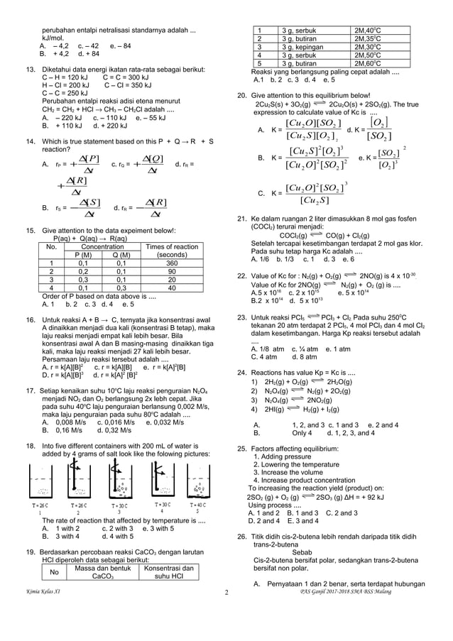 LATIHAN PAS/UAS KIMIA KELAS XI | PDF