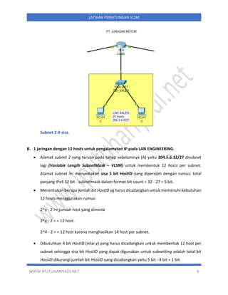 LATIHAN PERHITUNGAN VLSM - BAGIAN PERTAMA | PDF