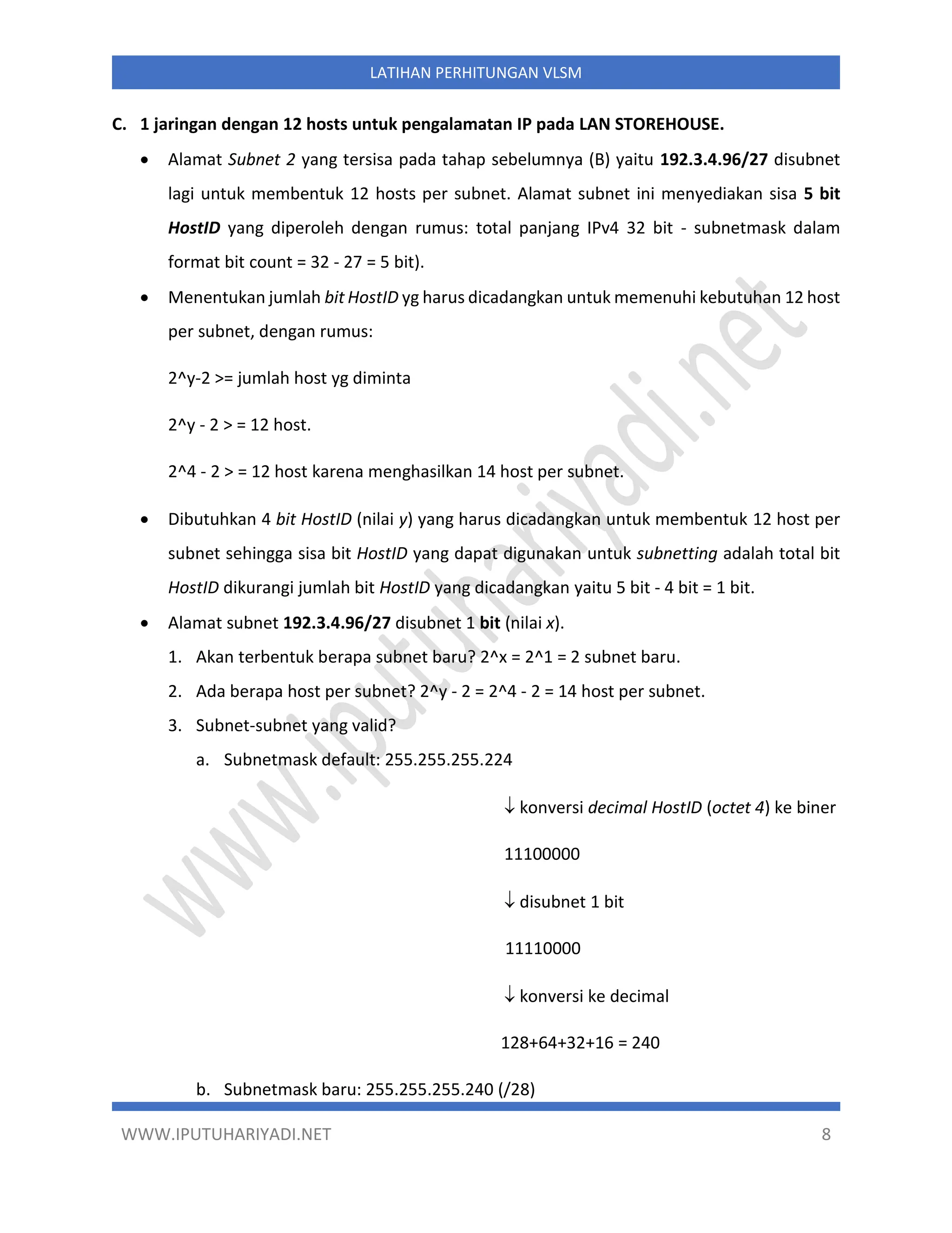 LATIHAN PERHITUNGAN VLSM -- BAGIAN KEDUA | PDF