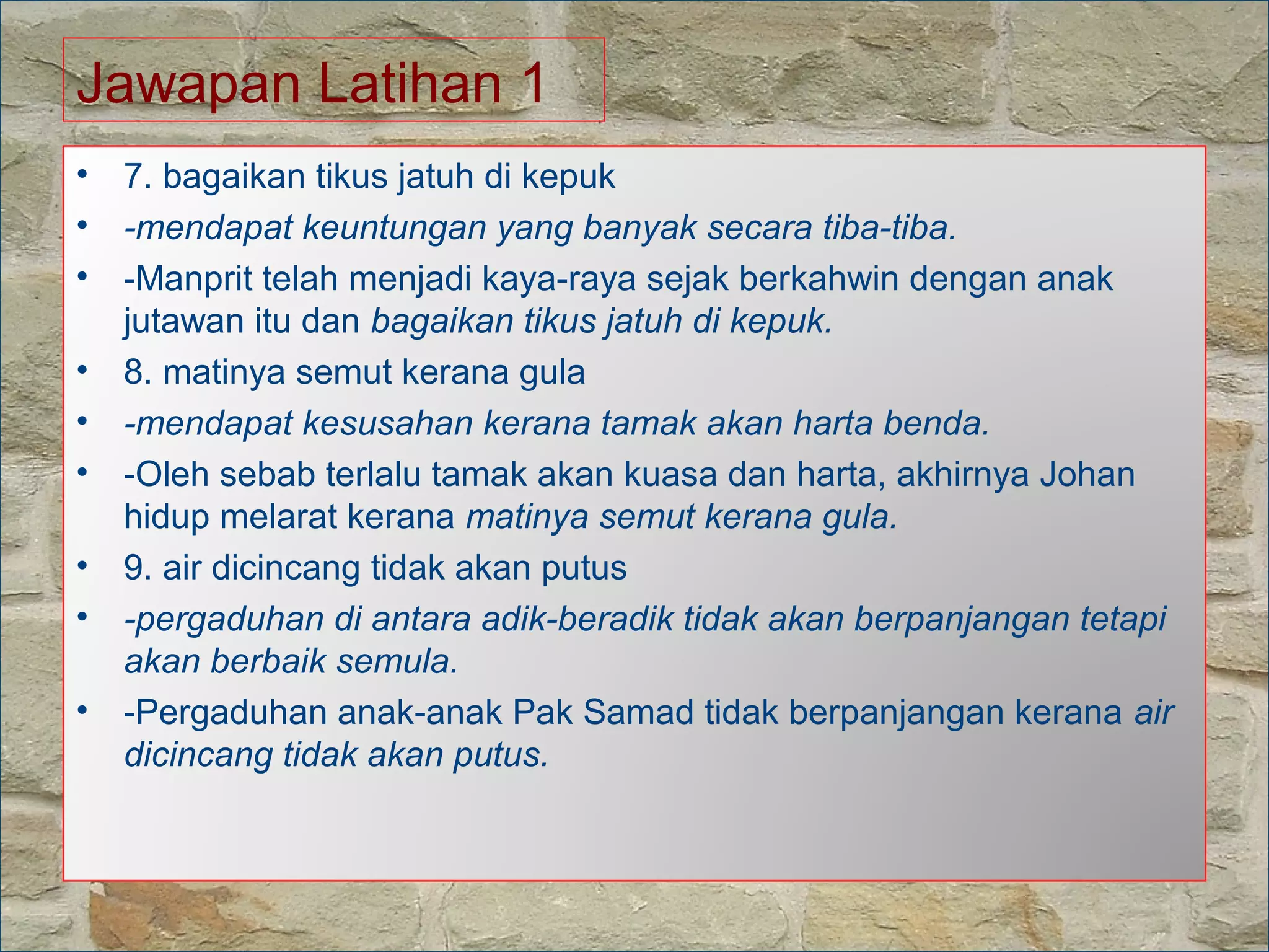 Latihan peribahasa | PPT