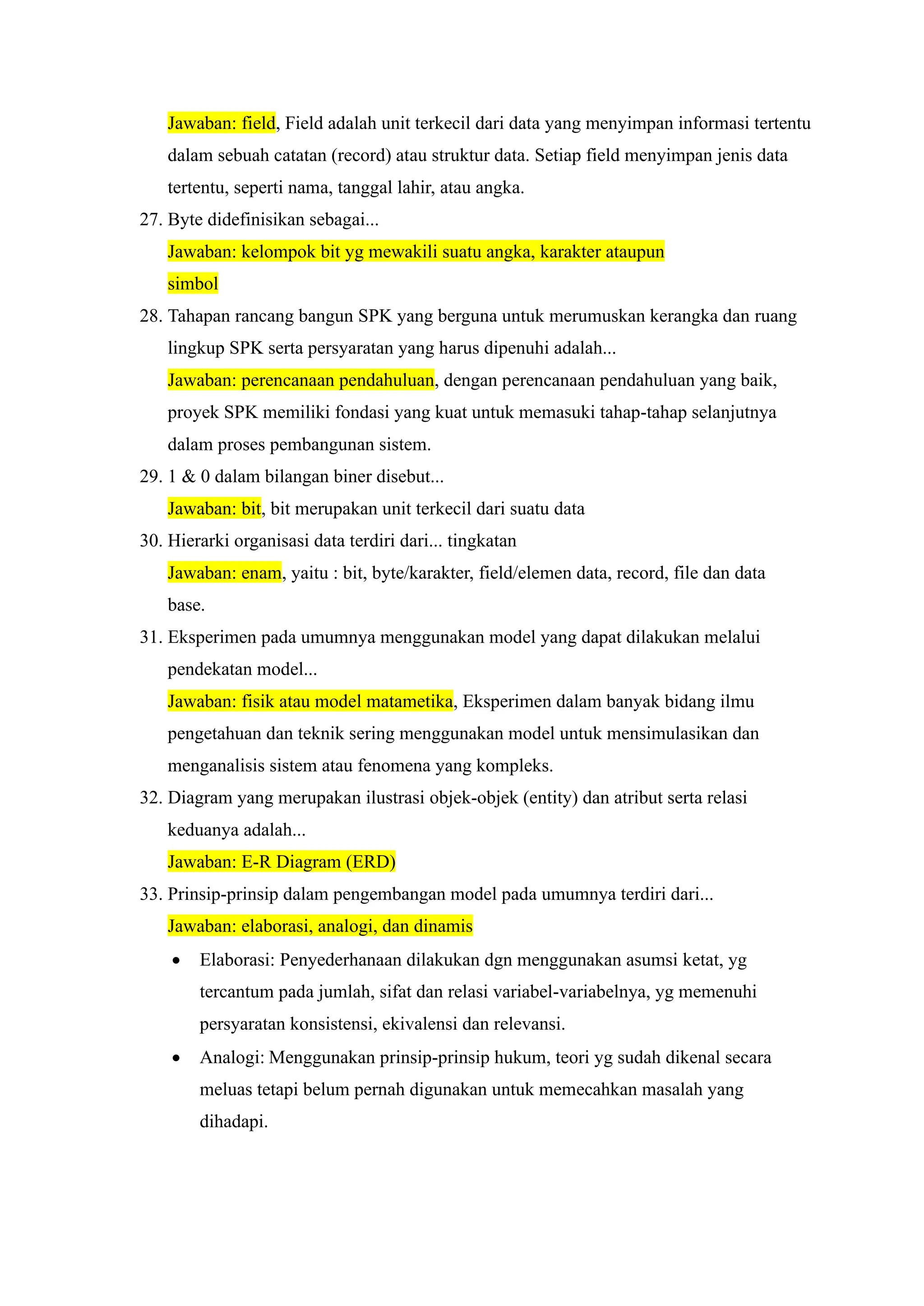 Latihan Persiapan UAS Matkul SPK_19210772 | PDF