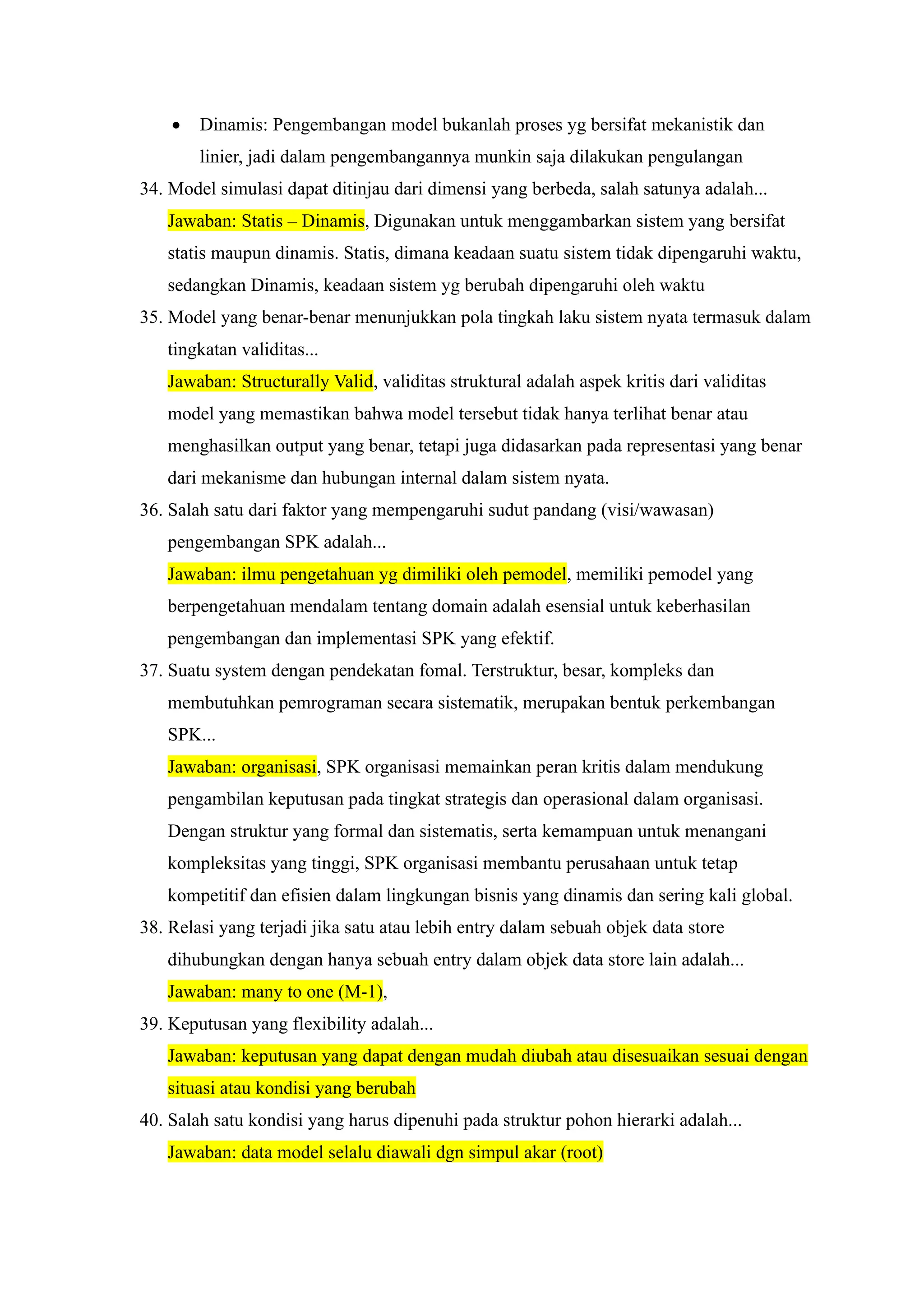 Latihan Persiapan UAS Matkul SPK_19210772 | PDF