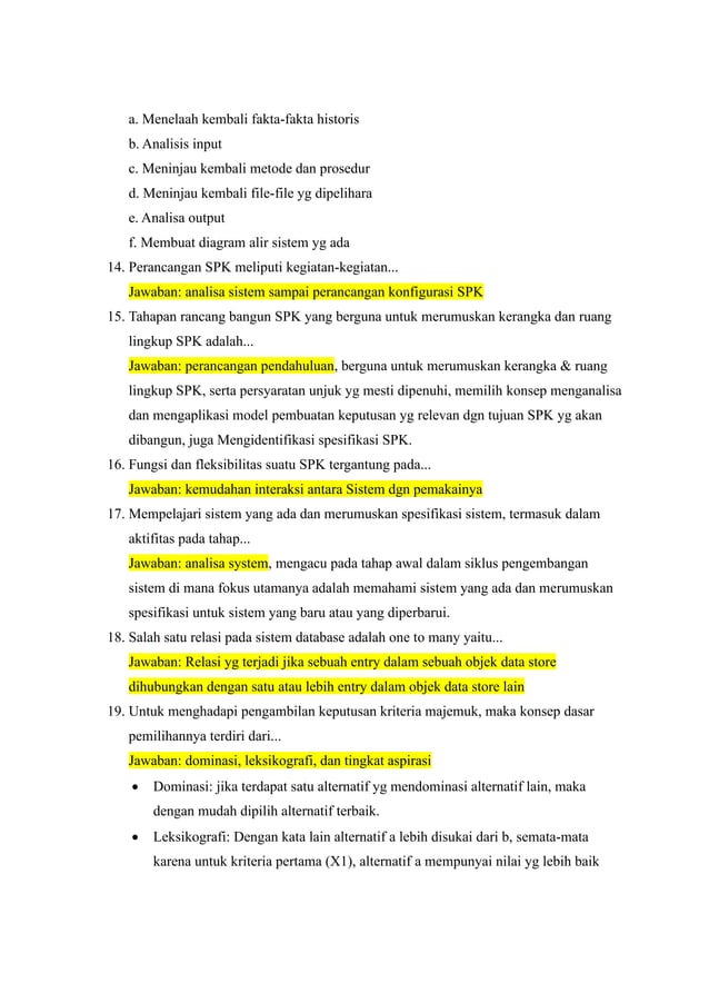 Latihan Persiapan UAS Matkul SPK_19210772 | PDF