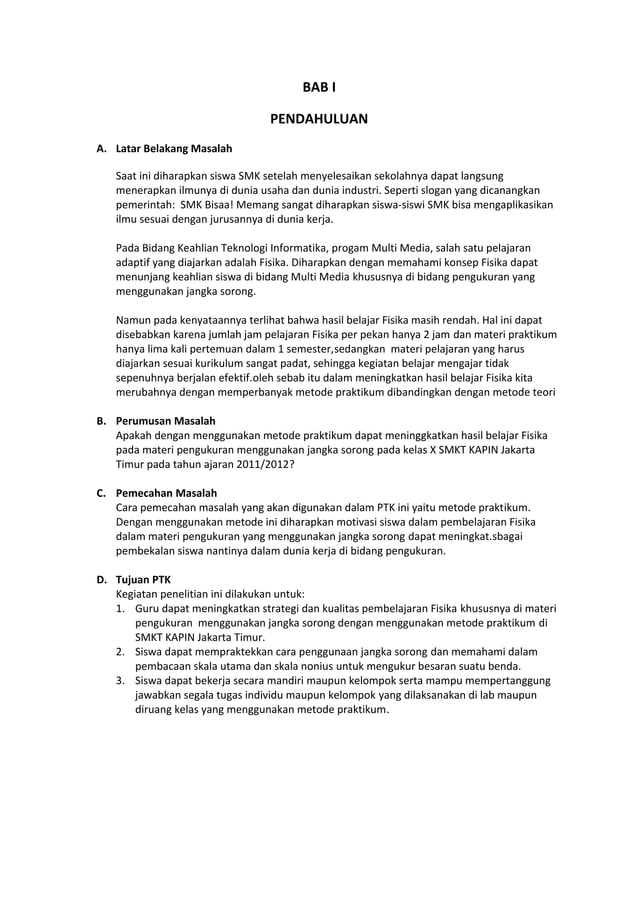 Latihan proposal ptk kel.c | PDF