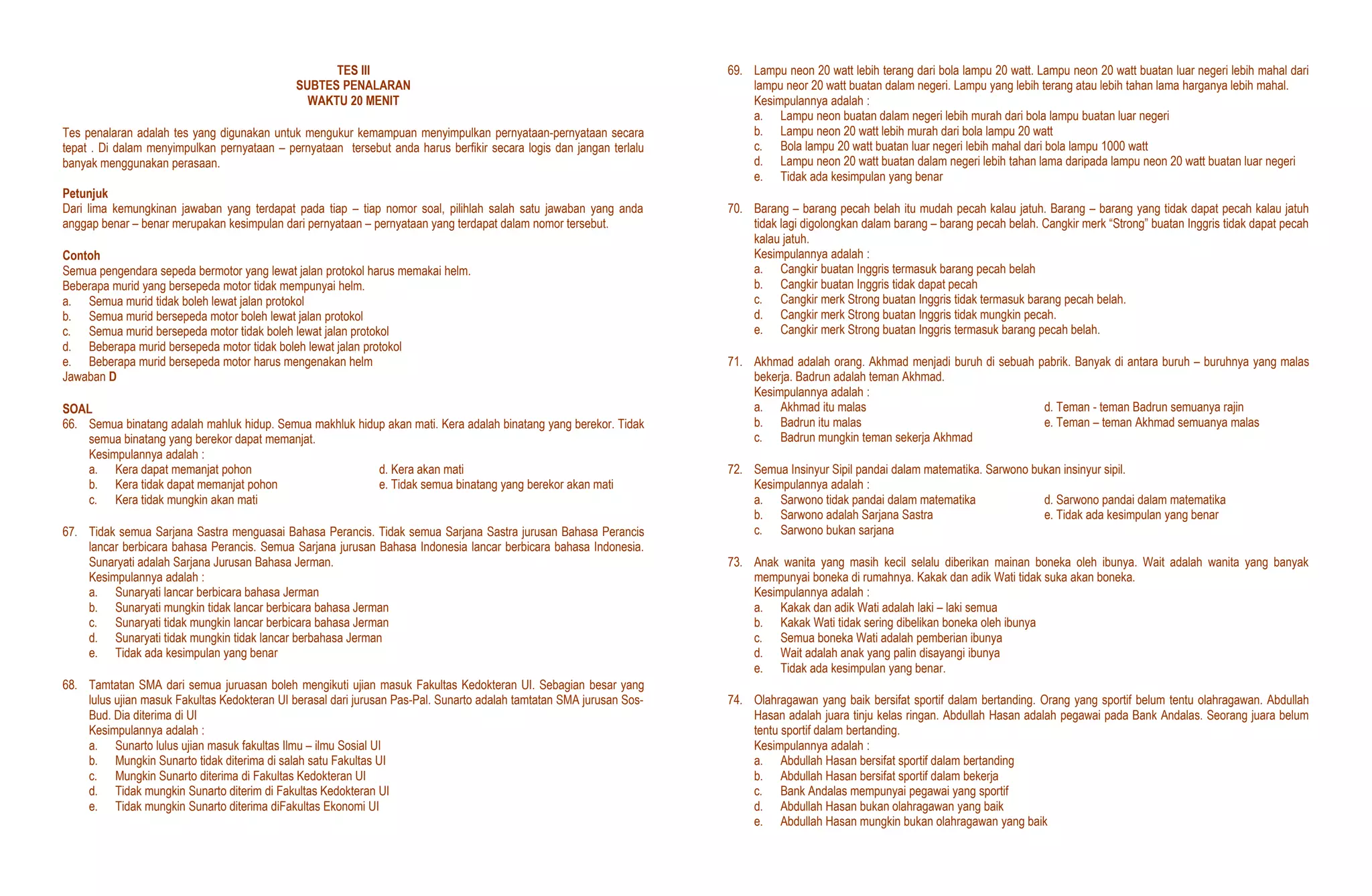 Latihan psikotes | DOC