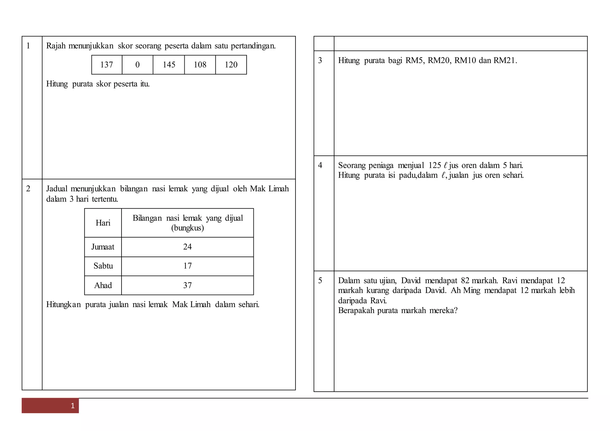 Latihan purata | PPT