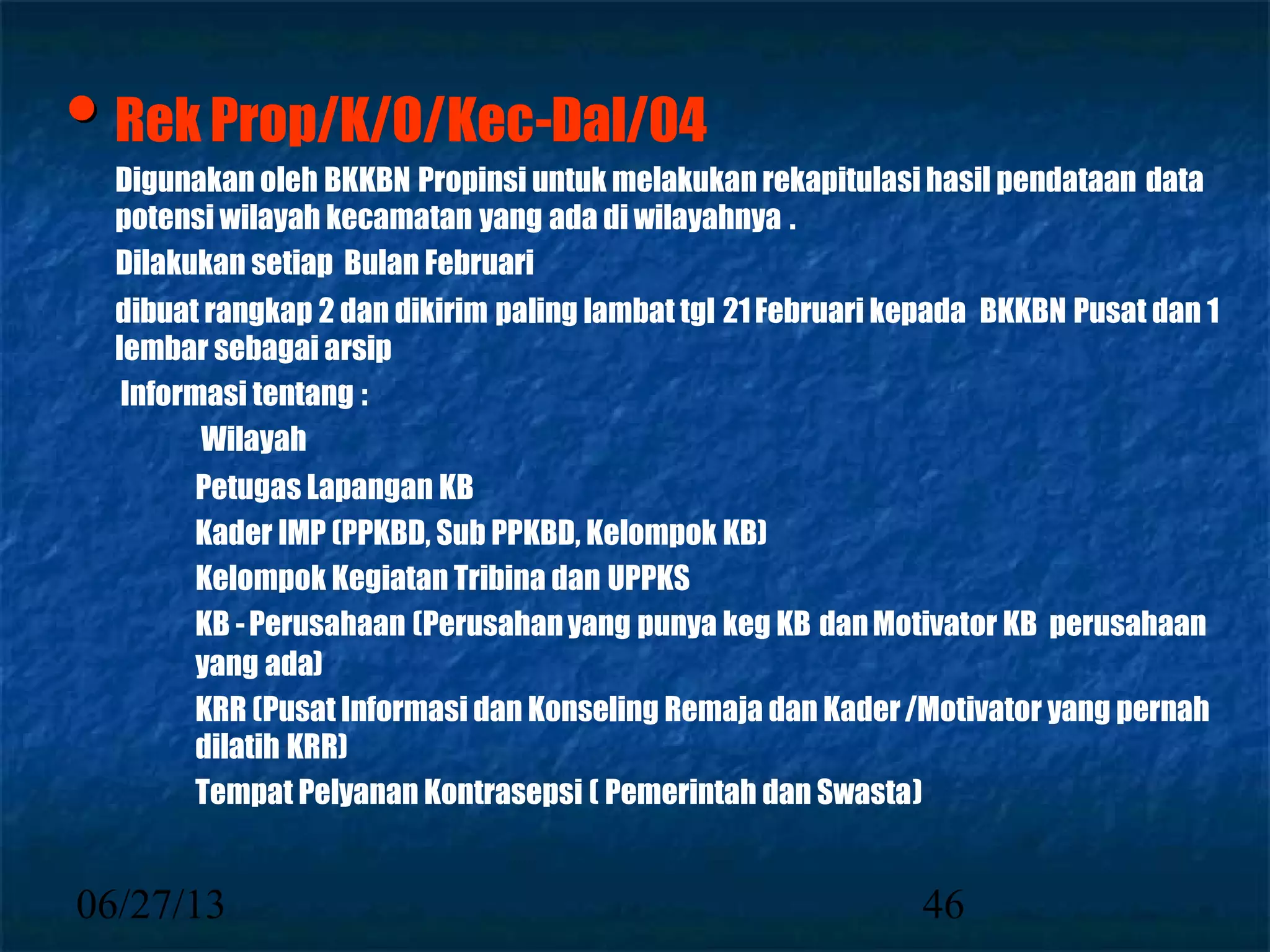 Pencatatan dan Pelaporan Program KB Nasional | PPT