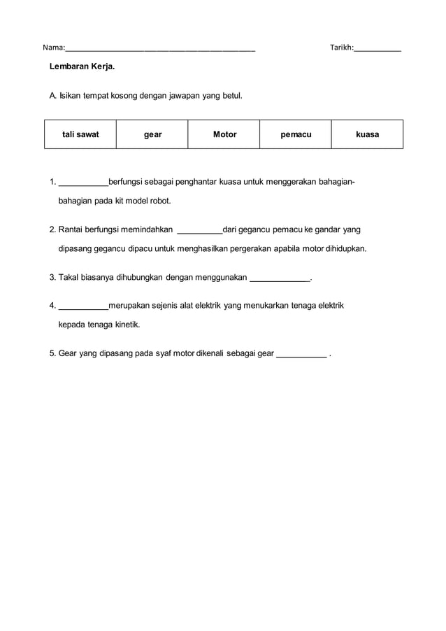 Latihan rbt tahun 5 kit model | DOCX