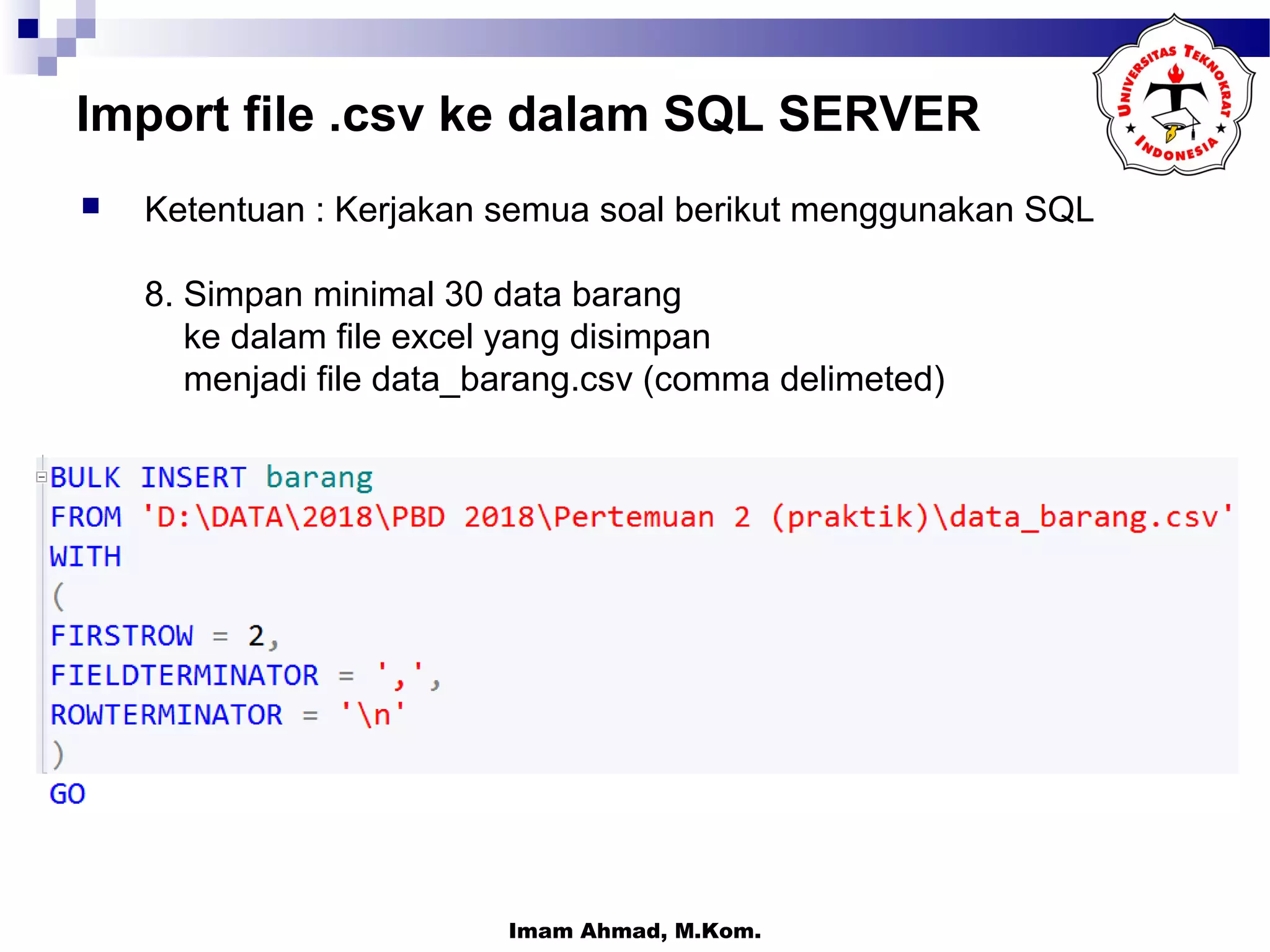 Latihan select - Query SQL | PPT