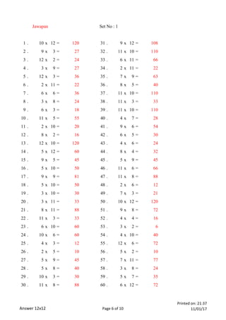 Latihan sifir jawapan | PDF