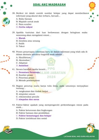 latihan soal AKG untuk guru raudlatul athfal | PDF