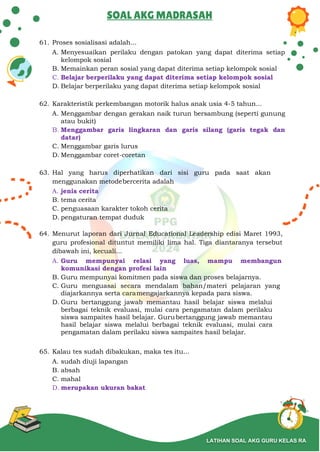 latihan soal AKG untuk guru raudlatul athfal | PDF