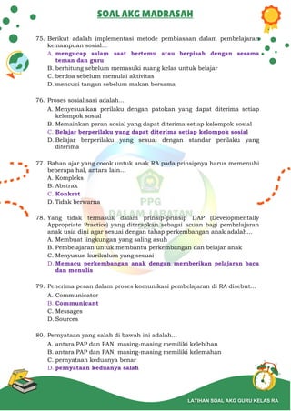 latihan soal AKG untuk guru raudlatul athfal | PDF