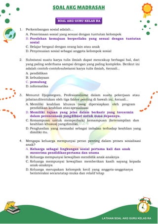 latihan soal AKG untuk guru raudlatul athfal | PDF