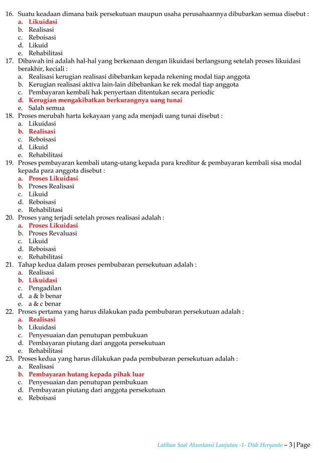 Latihan soal akuntansi lanjutan 1 | PPTX