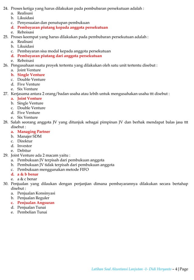 Latihan soal akuntansi lanjutan 1 | PPTX