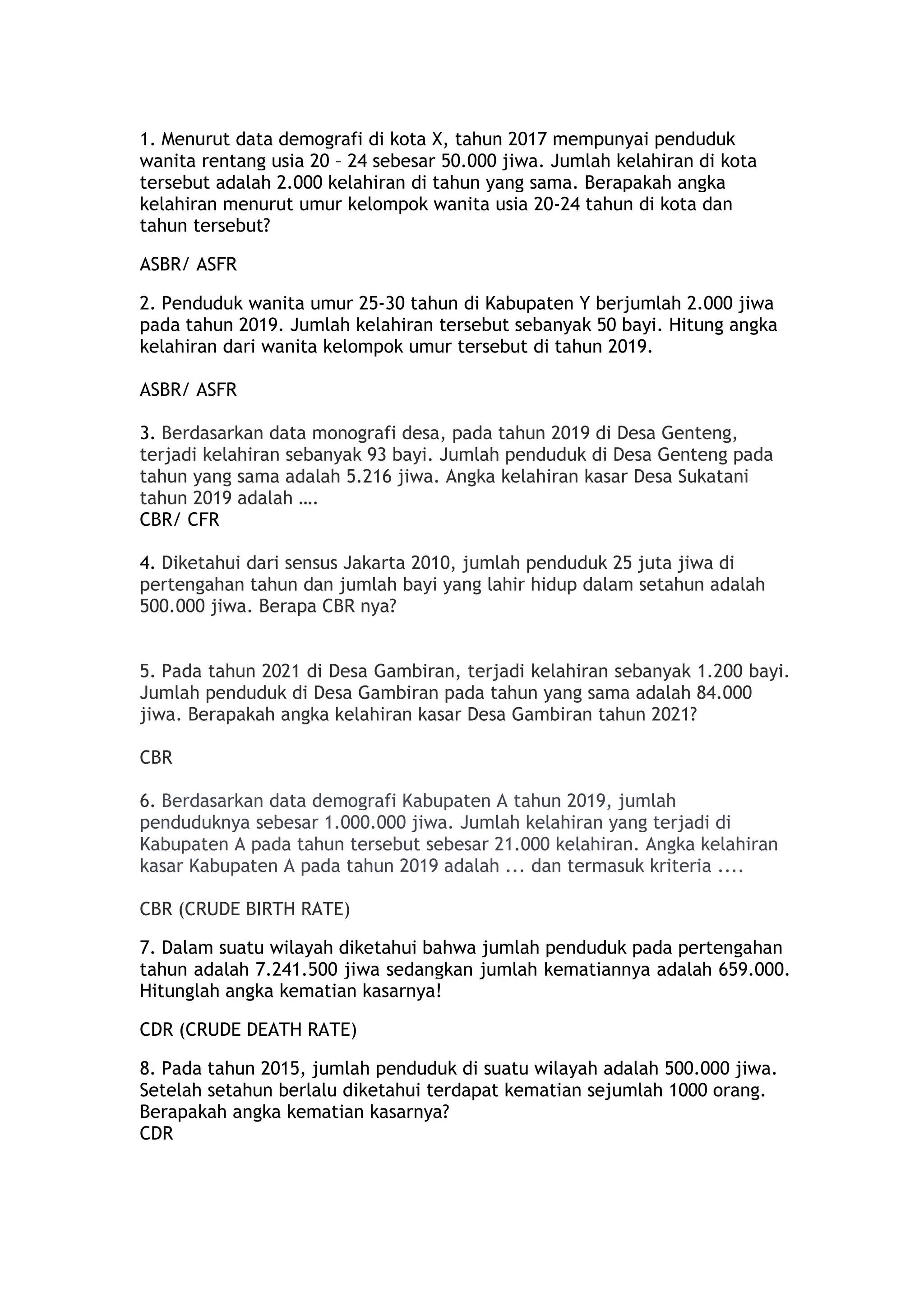 LATIHAN SOAL geo ANALISA DATA PENDUDUK.doc