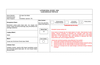 latihan soal pjok kelas 6 sekolah dasar tahun ajaran 2024 | PDF