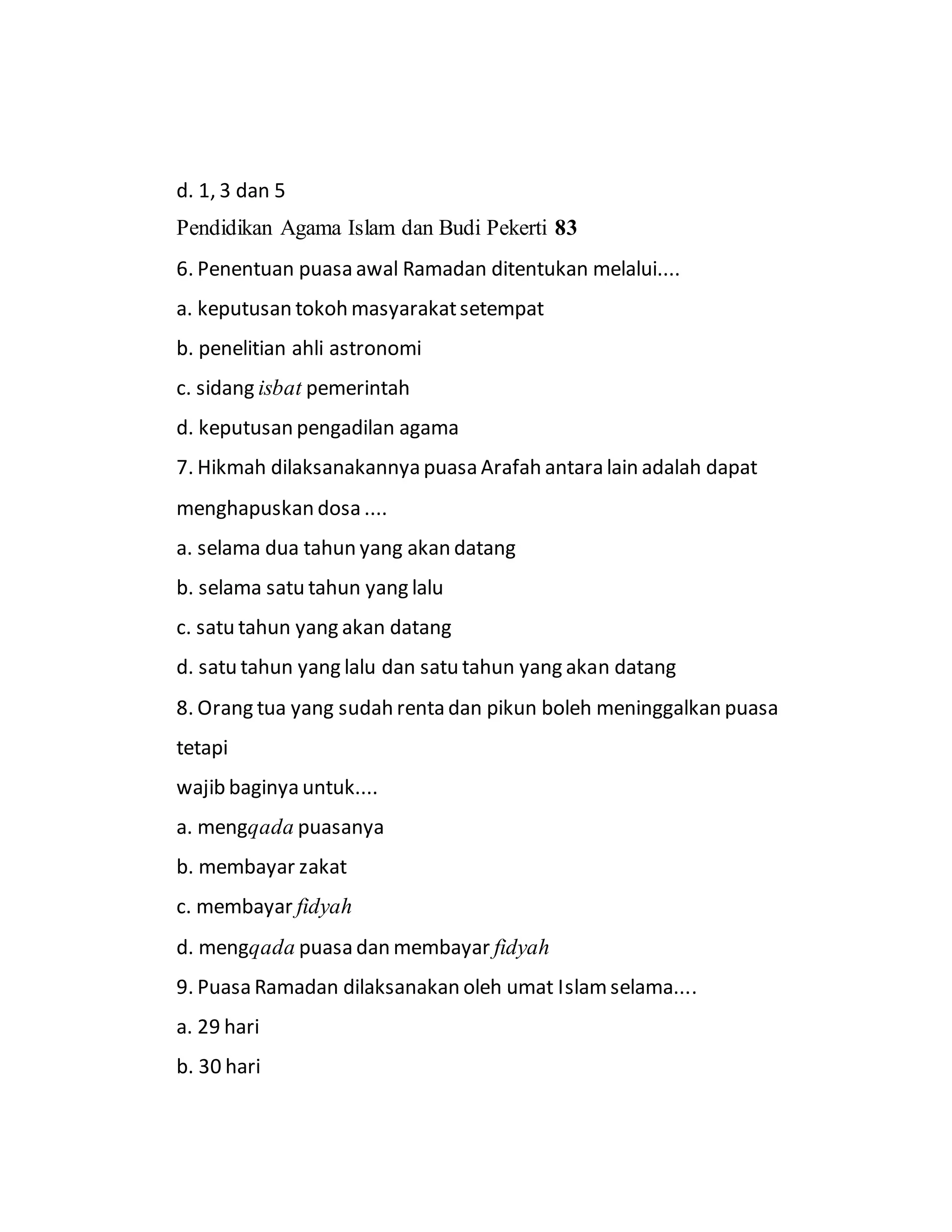 Latihan soal bab iv puasa | DOCX