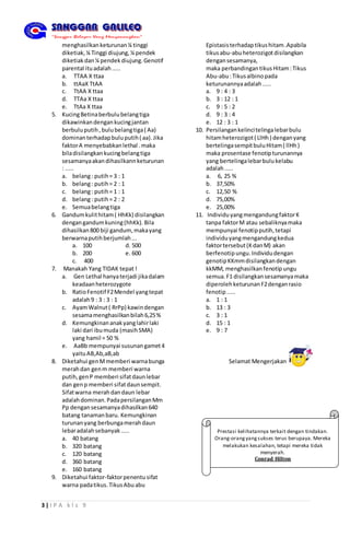 Latihan soal biologi kelas risang | PDF