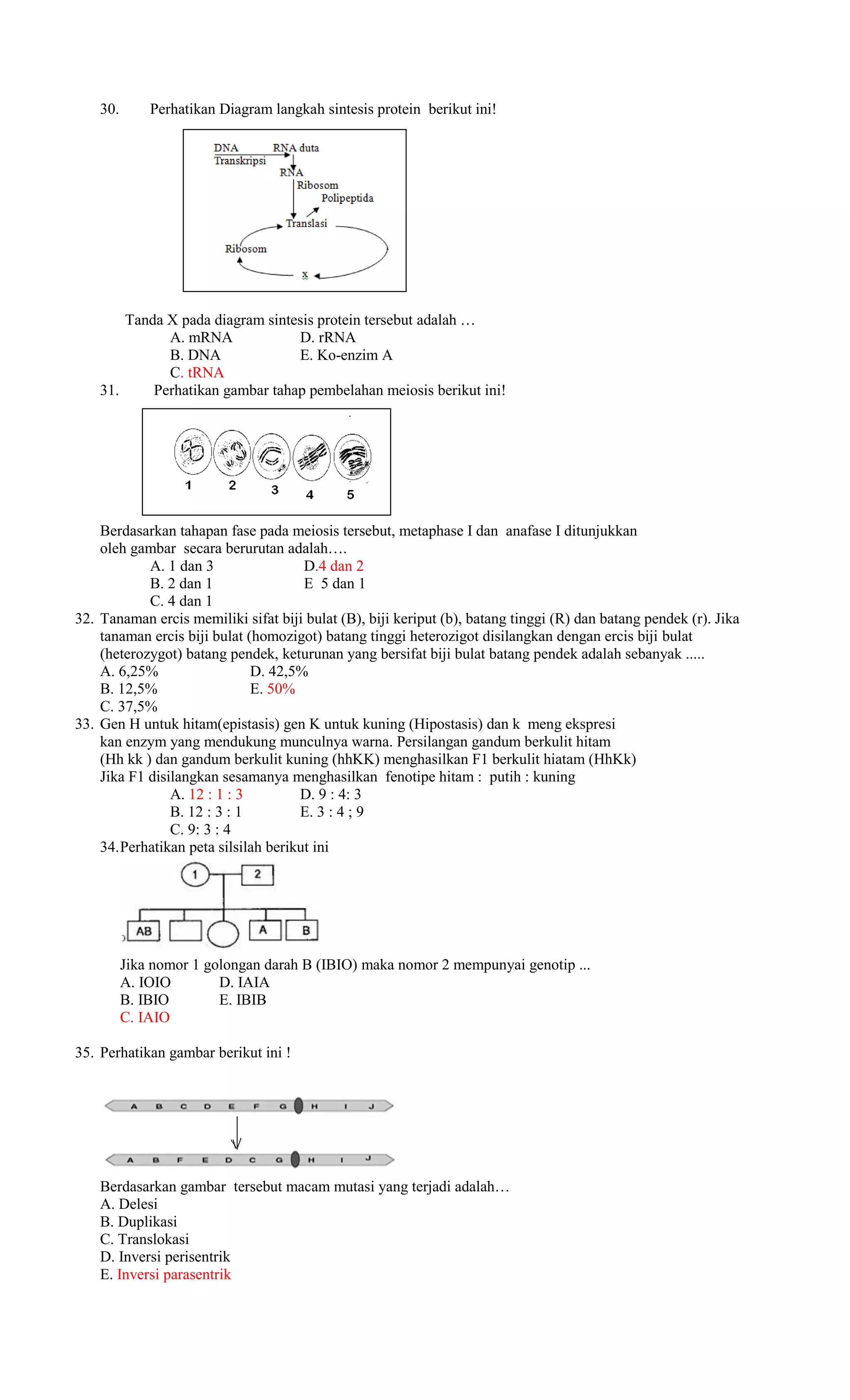 Latihan soal biologi sma ma un 2013 | PDF