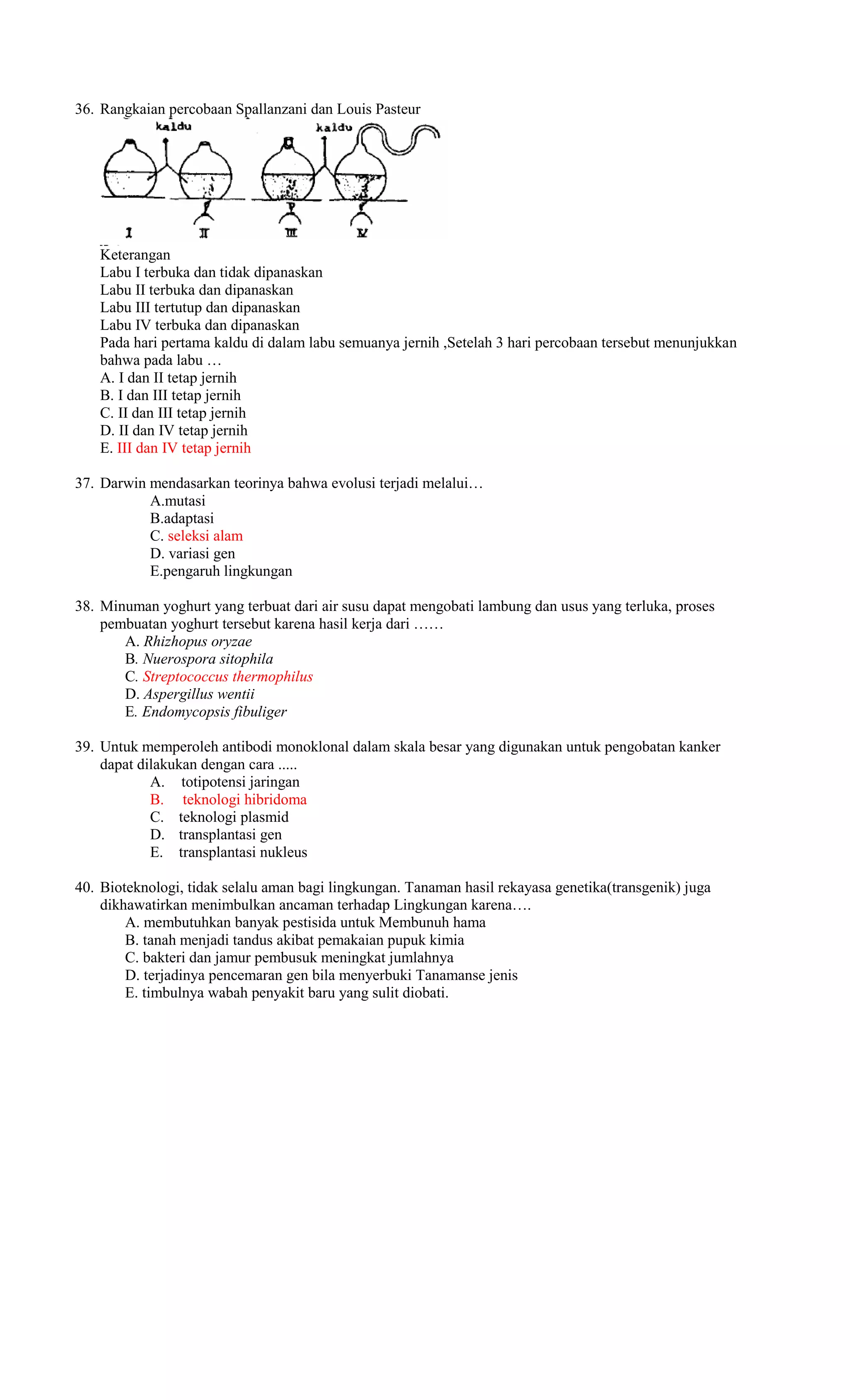 Latihan soal biologi sma ma un 2013 | PDF