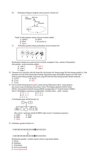 Latihan soal biologi sma ma un 2013 | PDF