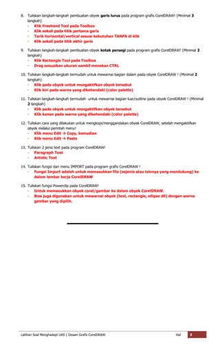 Latihan Soal Jawab Coreldraw Dasar (Part1) | PDF