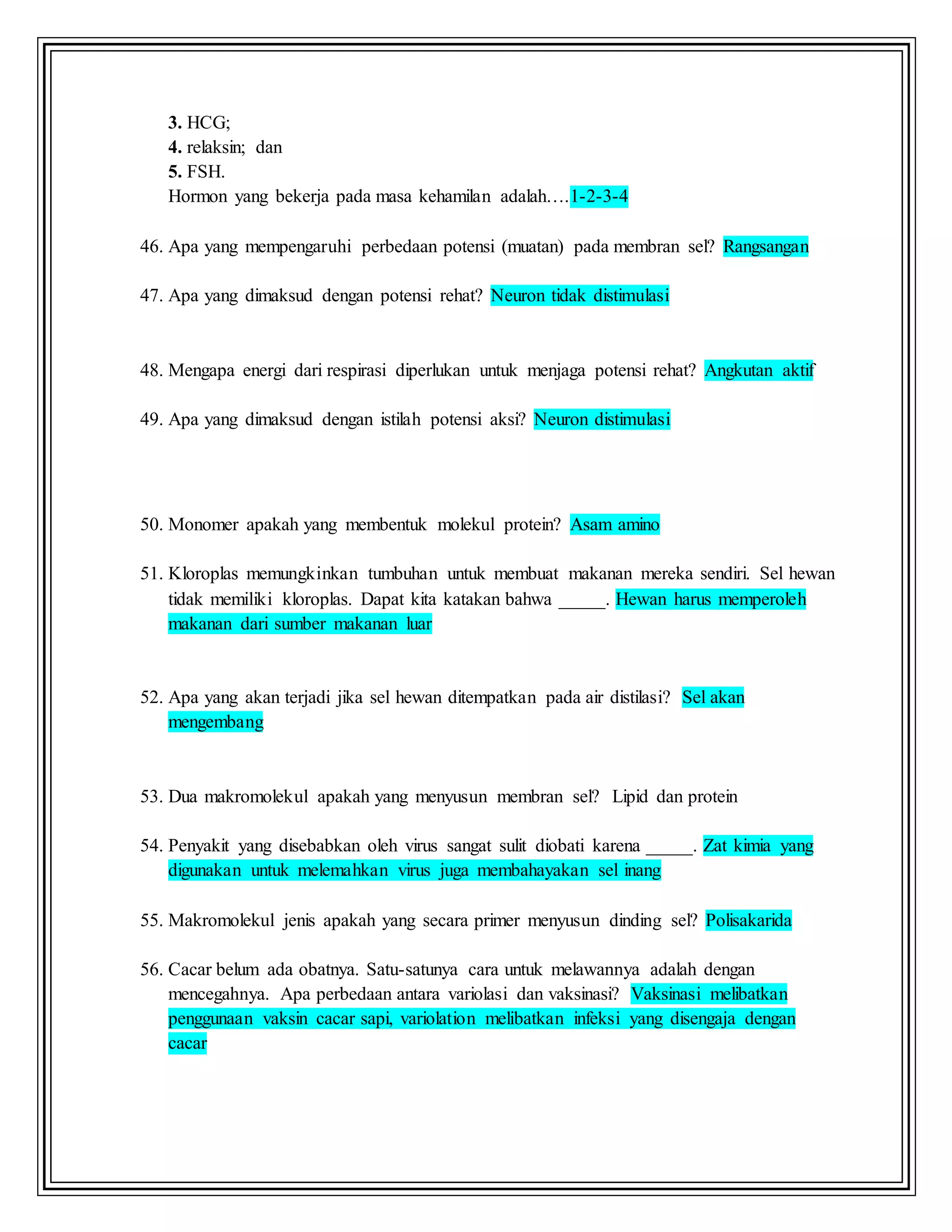 Latihan Soal dan Pembahasan Biologi Kelas 11 #4 | PDF