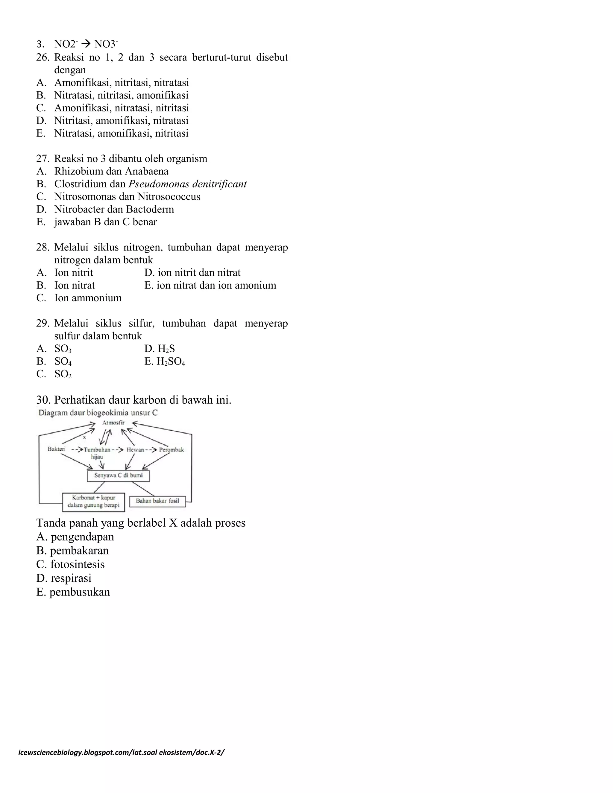 Latihan soal ekosistem | DOC
