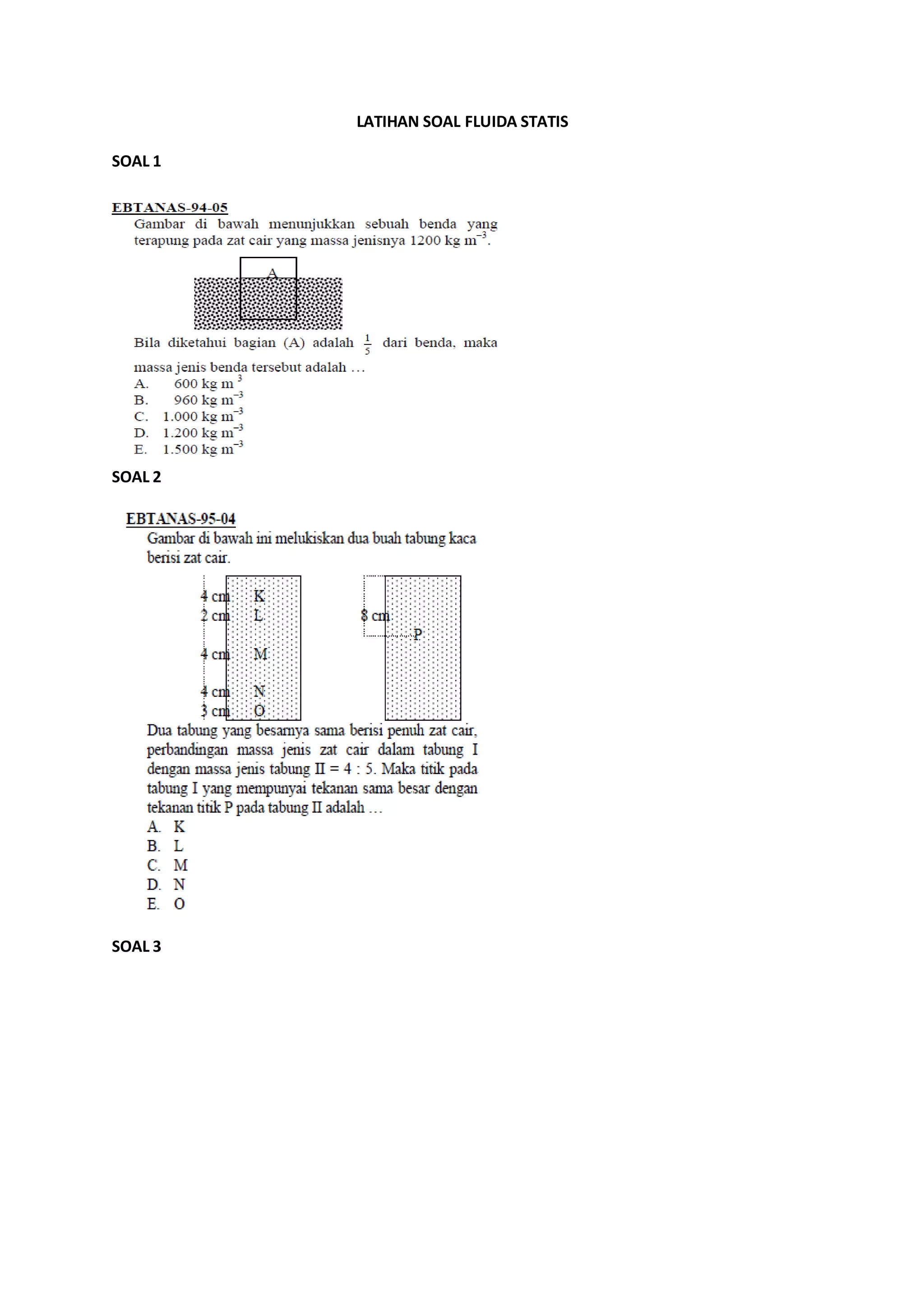 Latihan soal fluida statis | DOCX