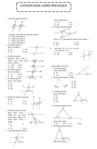 Latihan soal garis dan sudut | DOCX