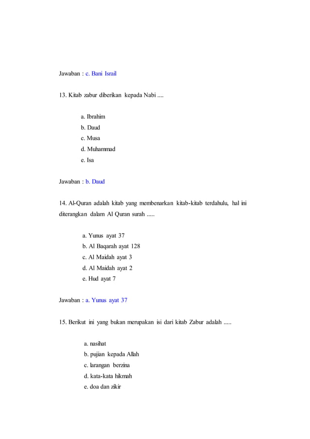 Latihan soal iman kepada kitab allah | DOCX