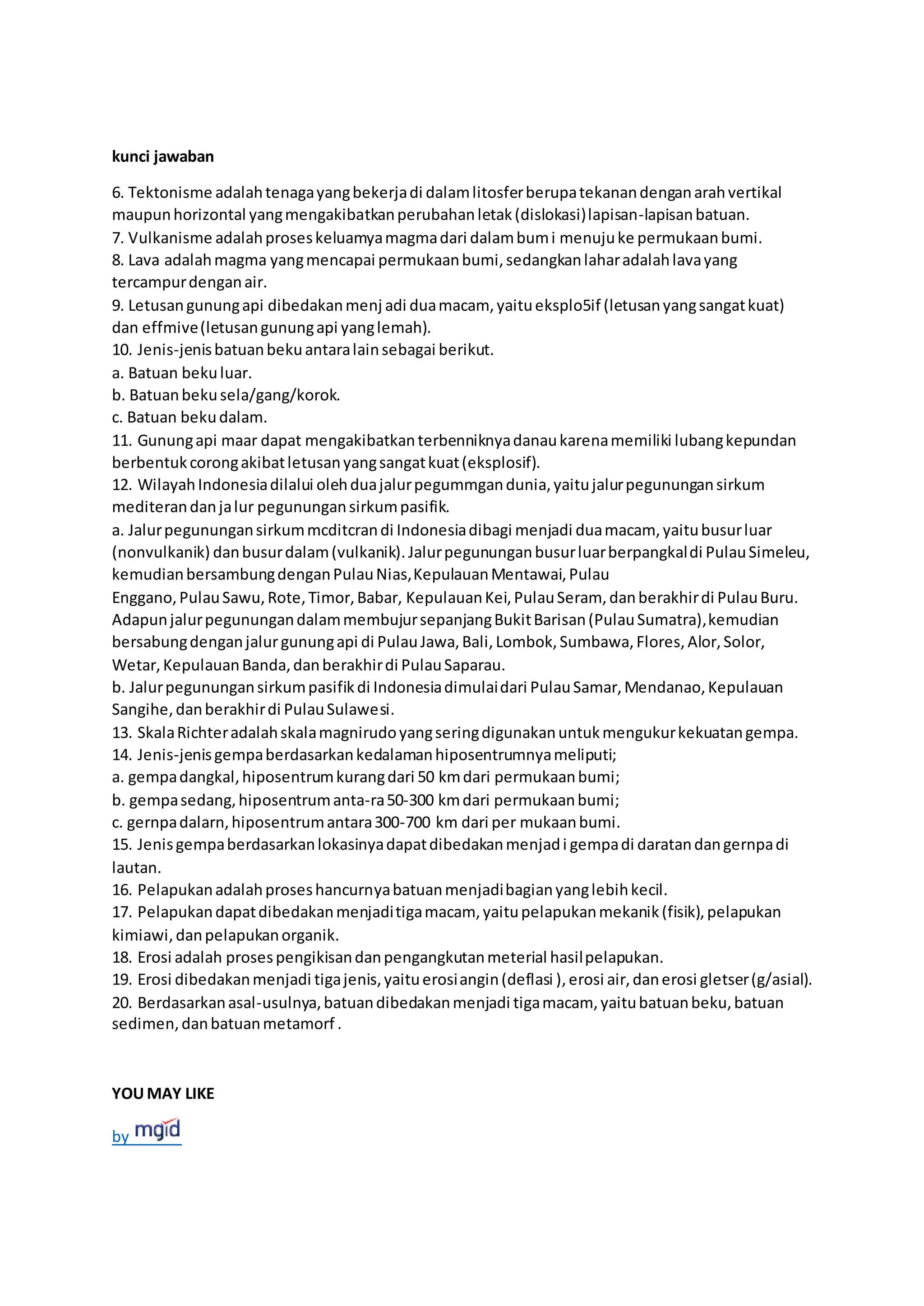 Latihan soal ipa lapisan bumi | DOCX