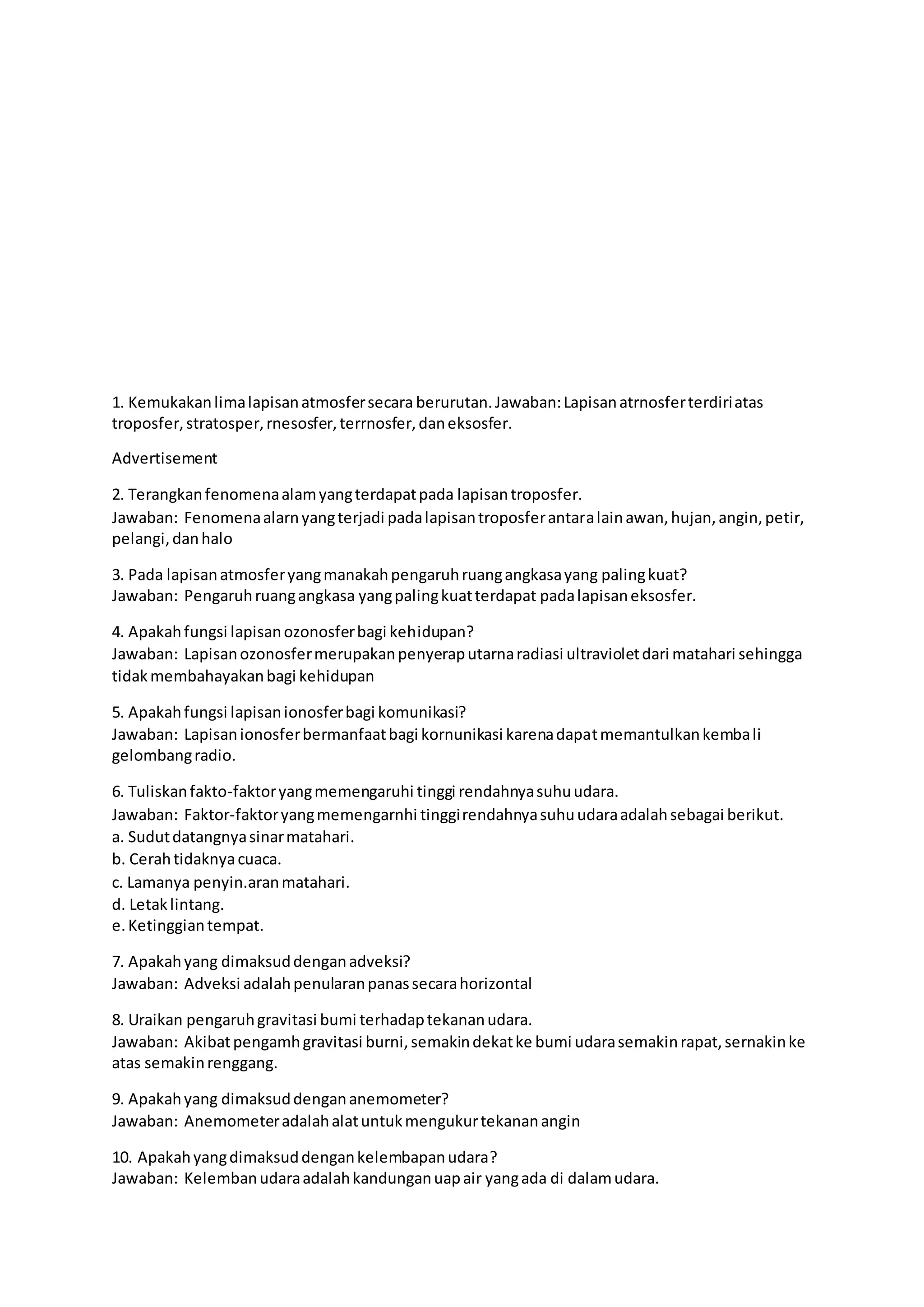 Latihan soal ipa lapisan bumi | DOCX