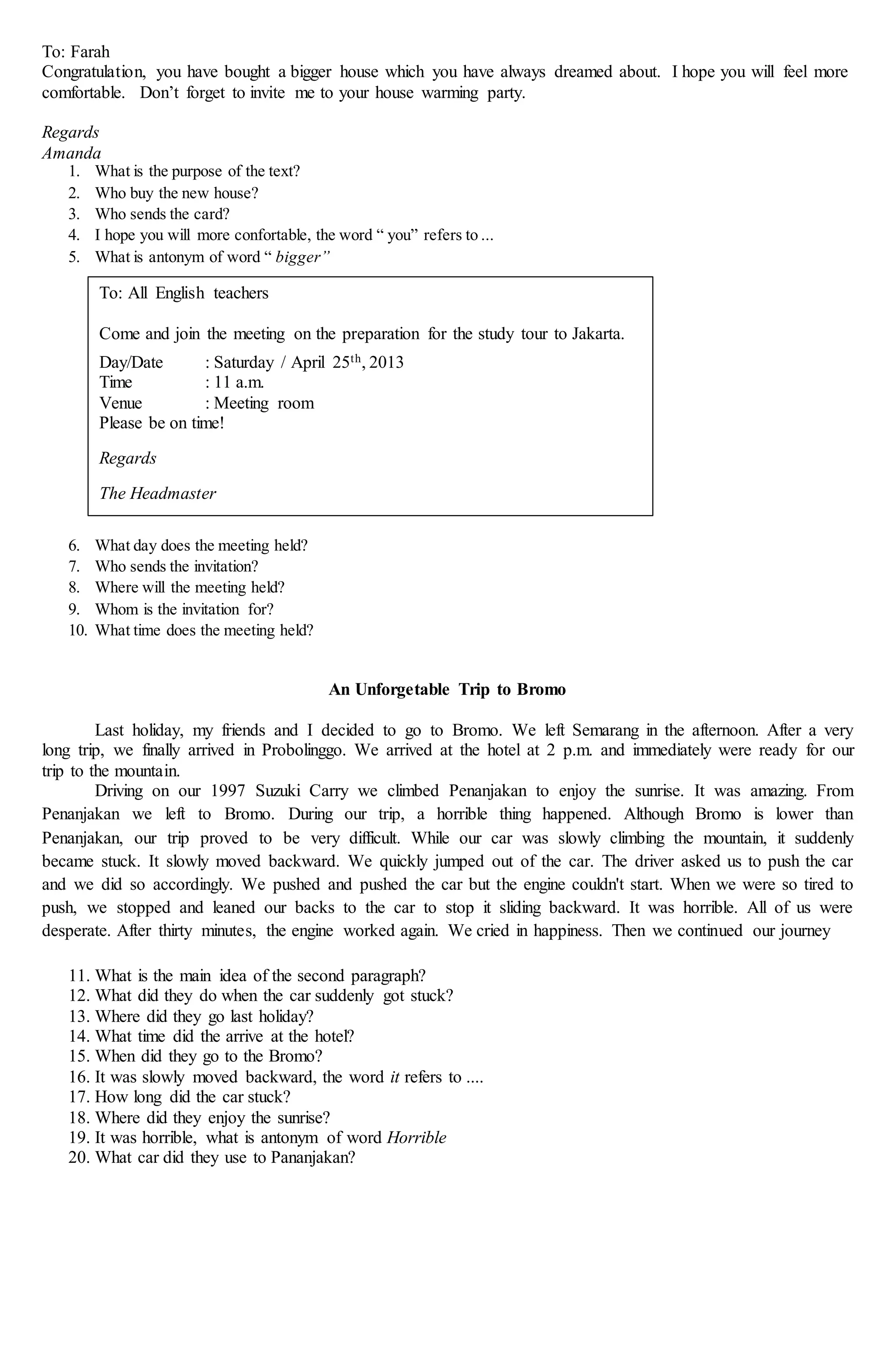 Latihan soal kls 9 | PDF