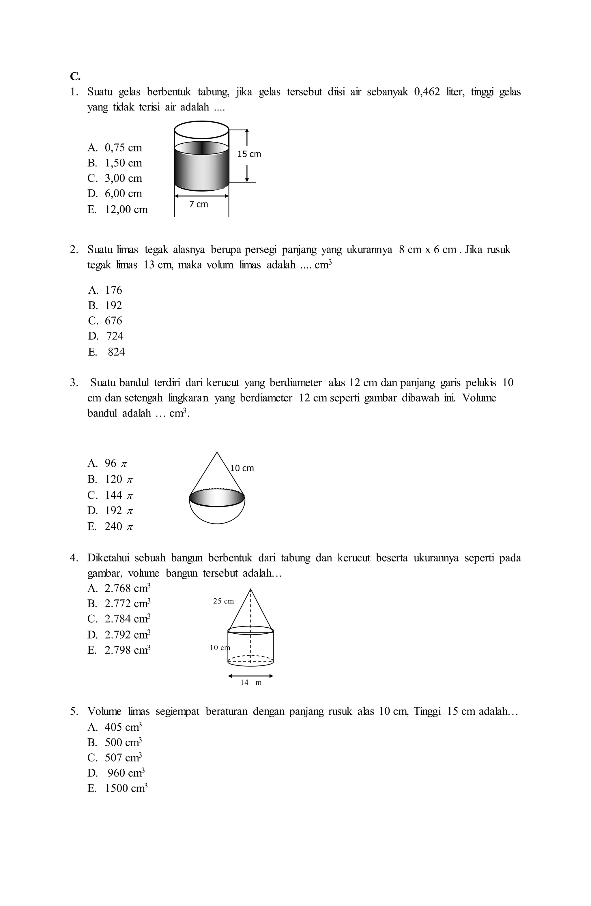 Soal Matematika Dimensi Tiga | DOCX
