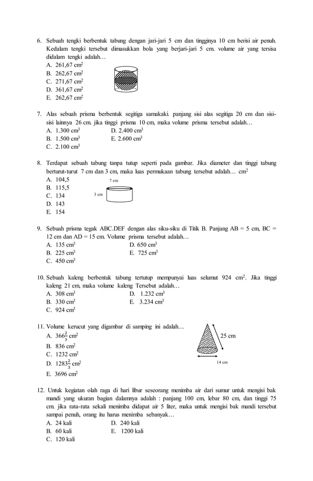 Soal Matematika Dimensi Tiga | DOCX