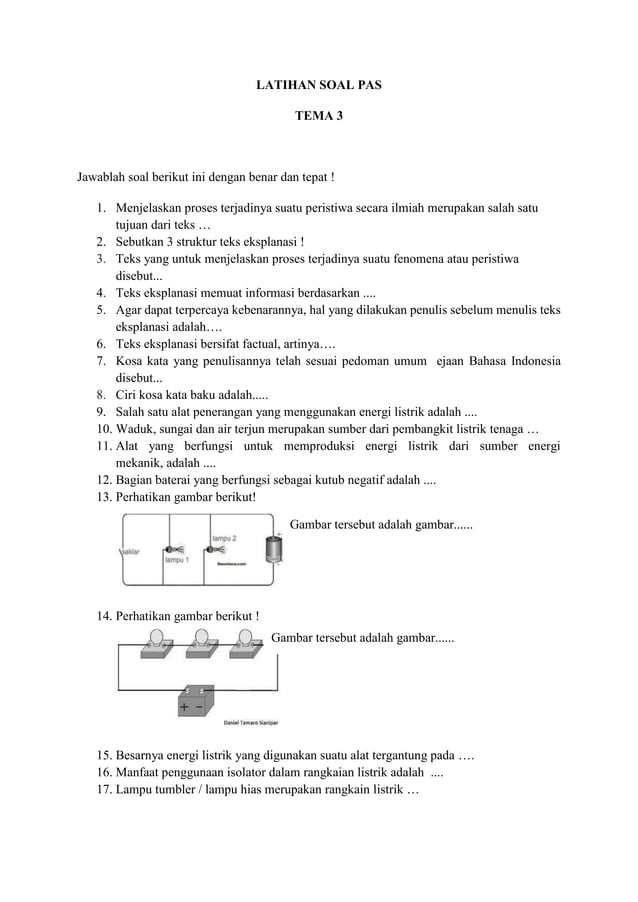 LATIHAN SOAL Penilaian Akhir Semester Kelas 6 | PDF