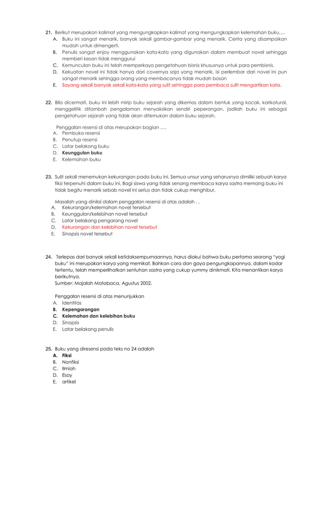 Latihan Soal PAT Bhs Indonesia Kelas X | PDF