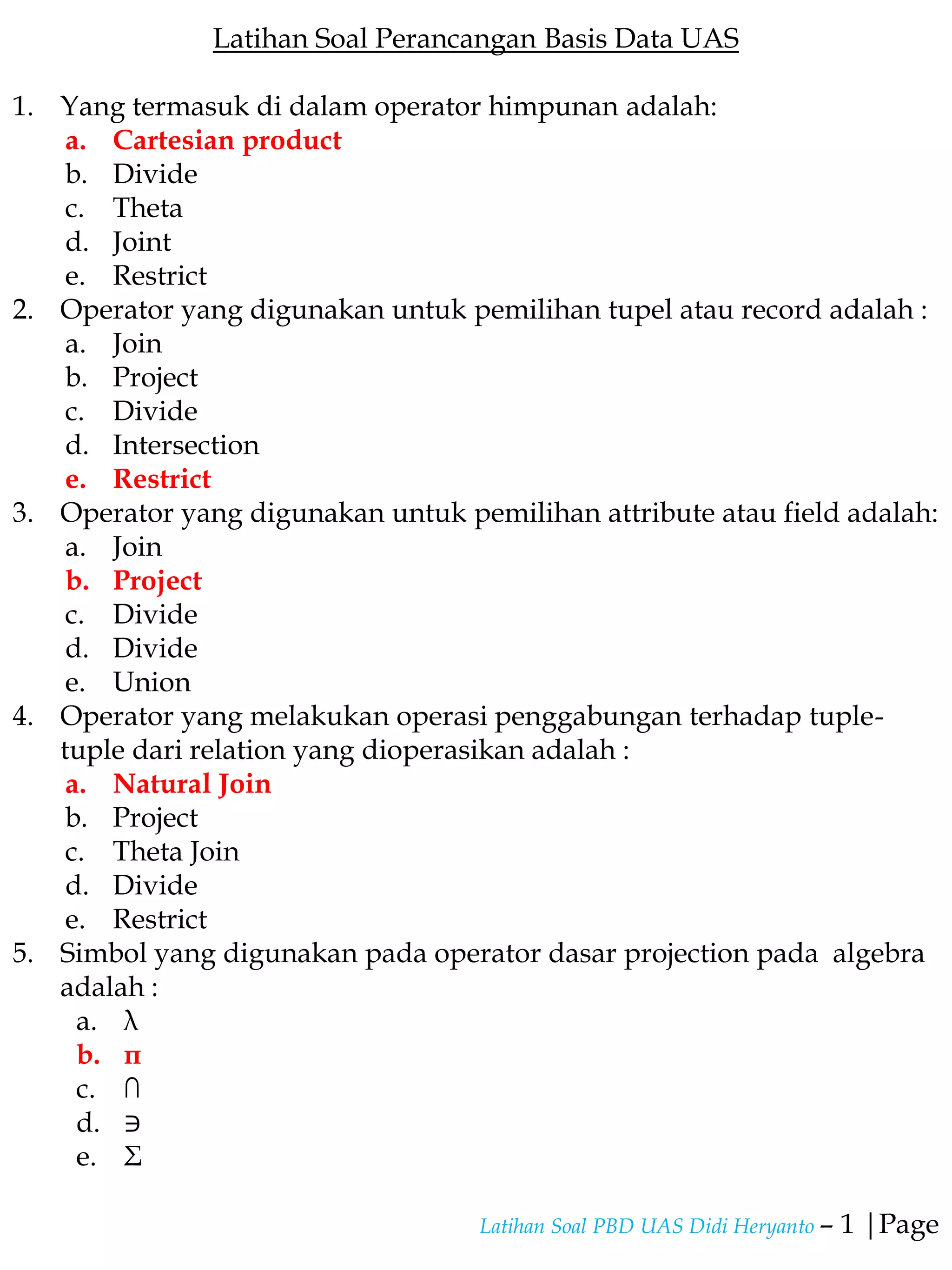 Latihan soal pbd uas | PPTX